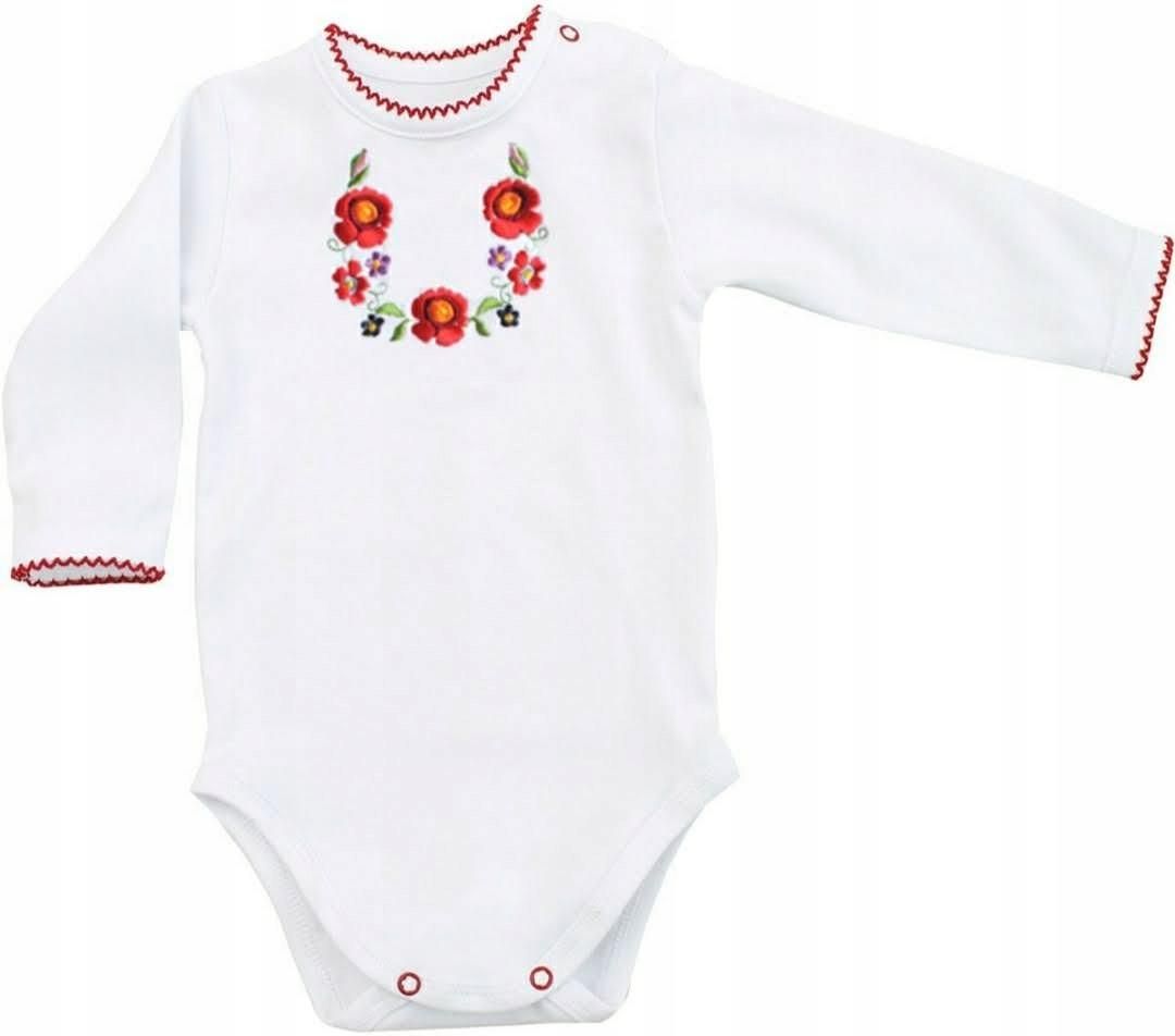 Body niemowlęce 74 wyszywanka długi rękaw Haft body dla dziewczynki ...