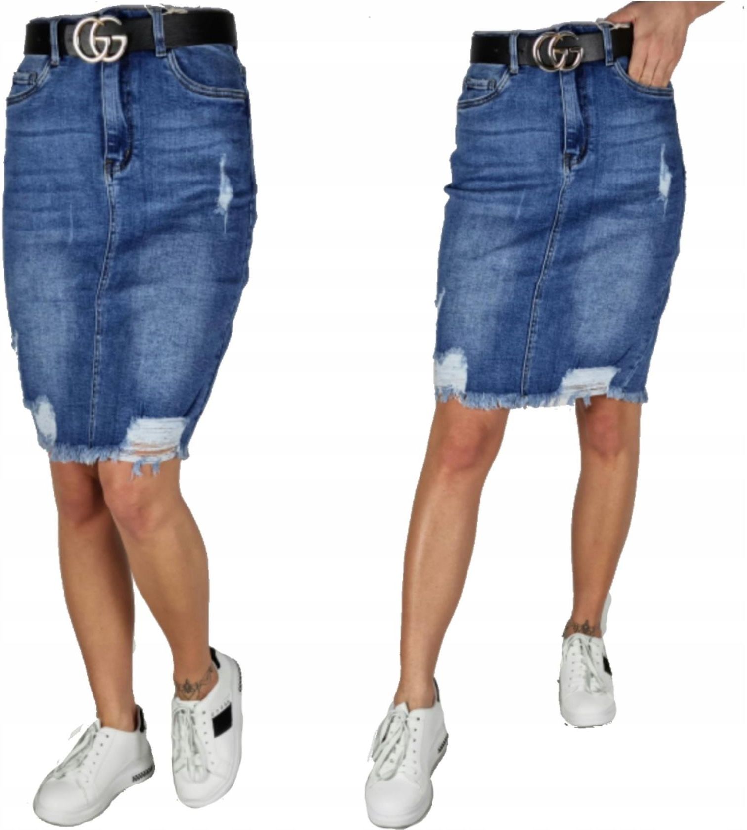 Spódnica Jeansowa Z Dziurami Plus Size Rozmiar 46 - Ceny i opinie ...