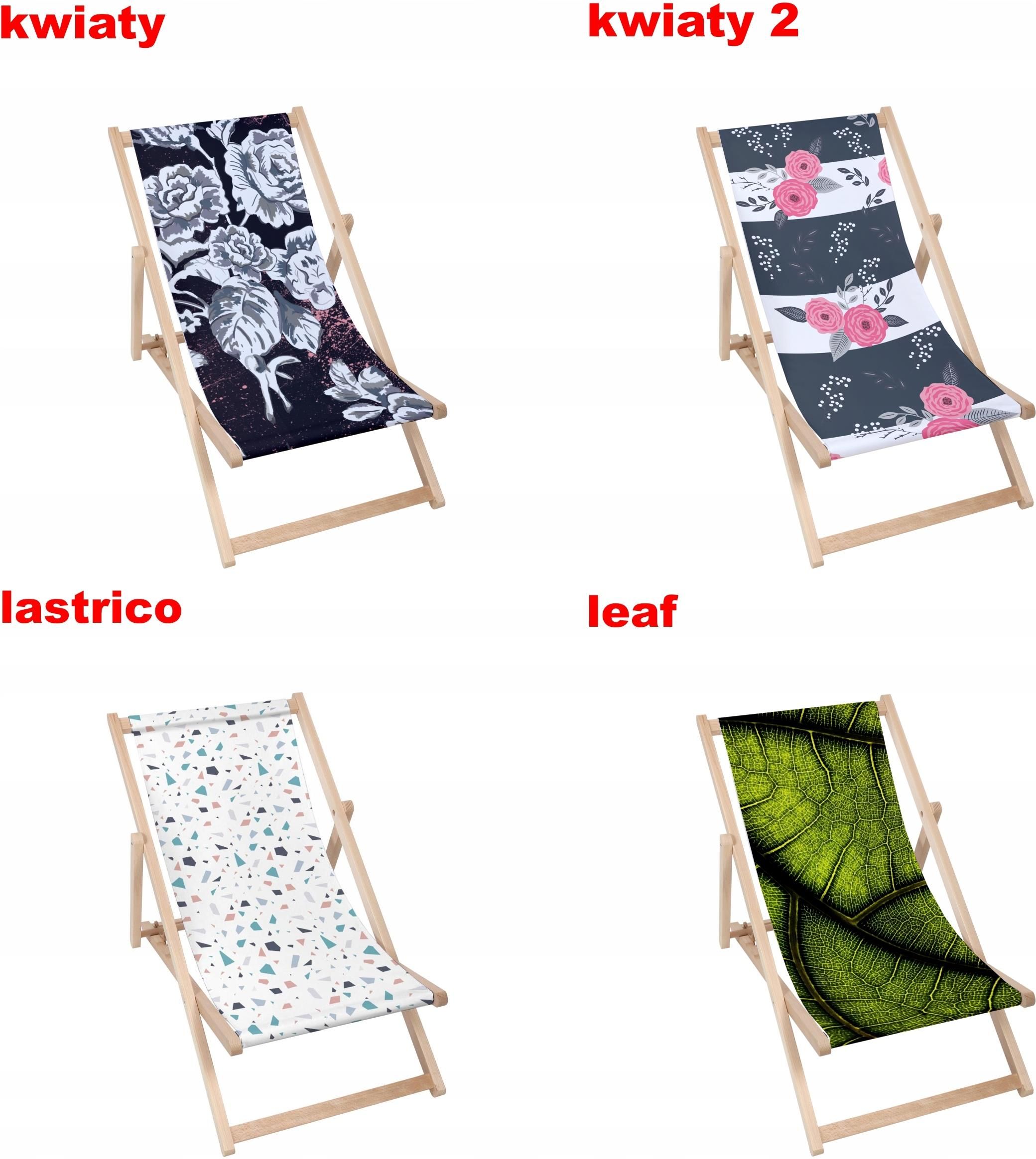 Dreamroots Leżak Z Nadrukiem Klasyczny Drewniany Plażowy Regulacją Oparcia - Ceny i opinie ...