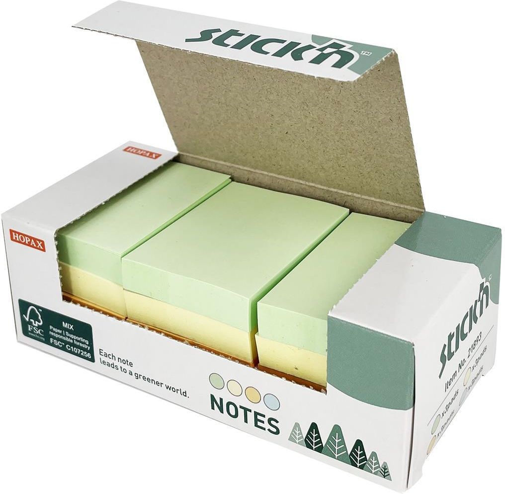 Stickn Hopax Fsc Notes Samoprzylepny 38X51Mm 4 Kol. Pastel 12 Notesów ...