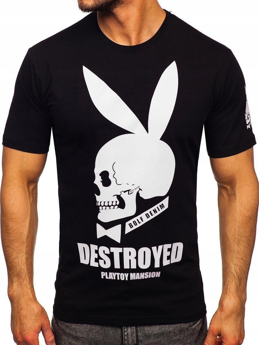 T-shirt Koszulka Męska Z Nadrukiem Czarna 192368 ROZMIAR_2XL - Ceny i opinie - Ceneo.pl