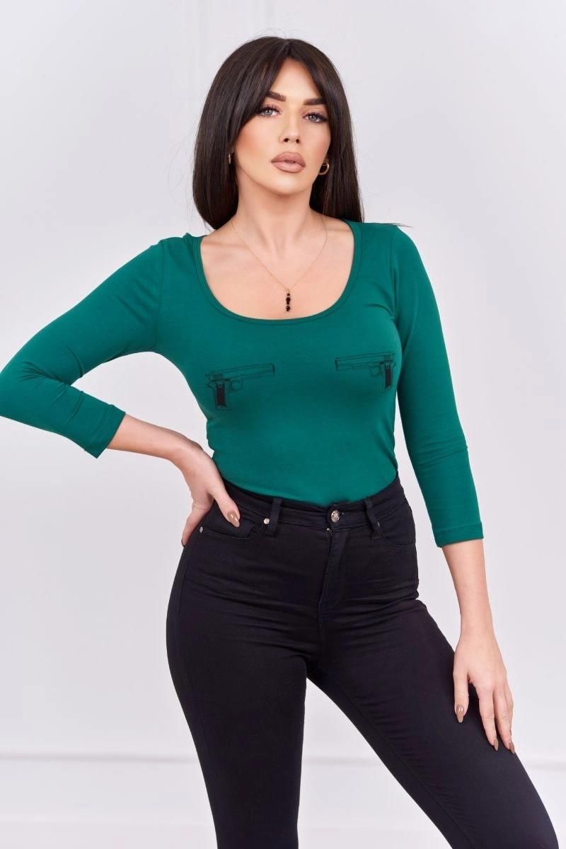 Bluzka body z nadrukiem pistoletów zielona - Ceny i opinie - Ceneo.pl