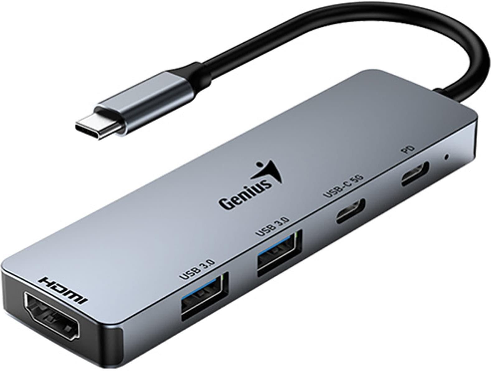 Hub USB Genius USB (3.0) hub 5-port, UH-500, szary, Genius, 2x USB 3.0,1x HDMI,2x USB-C,Power ...