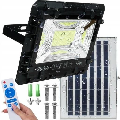 Duży Mocny Halogen Solarny Led Naświetlacz Lampa Panel 200W 16000Lm ...