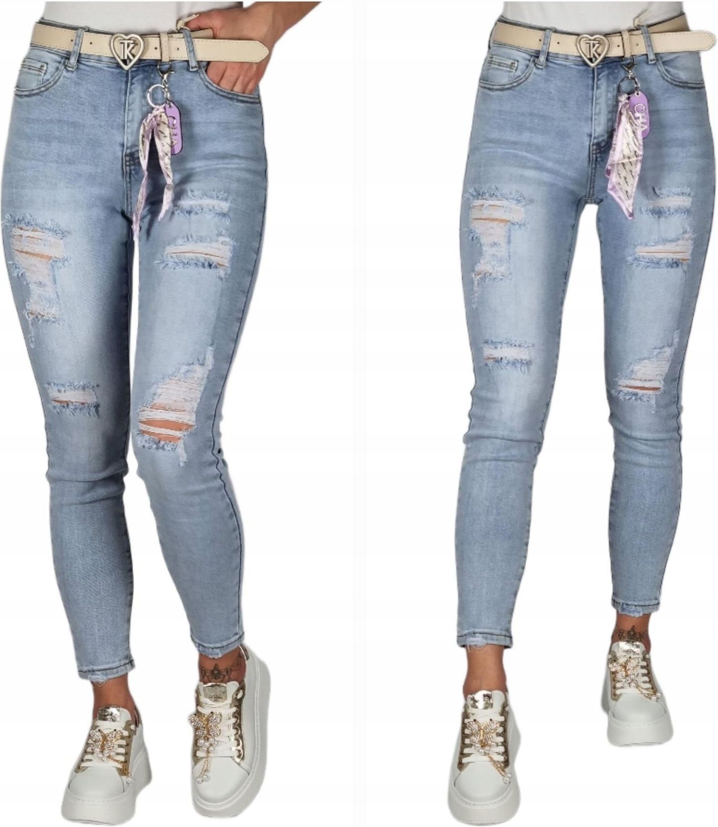 M.sara Spodnie Jeansowe Z Dziurami Plus Size 33/2XL - Ceny i opinie - Ceneo.pl