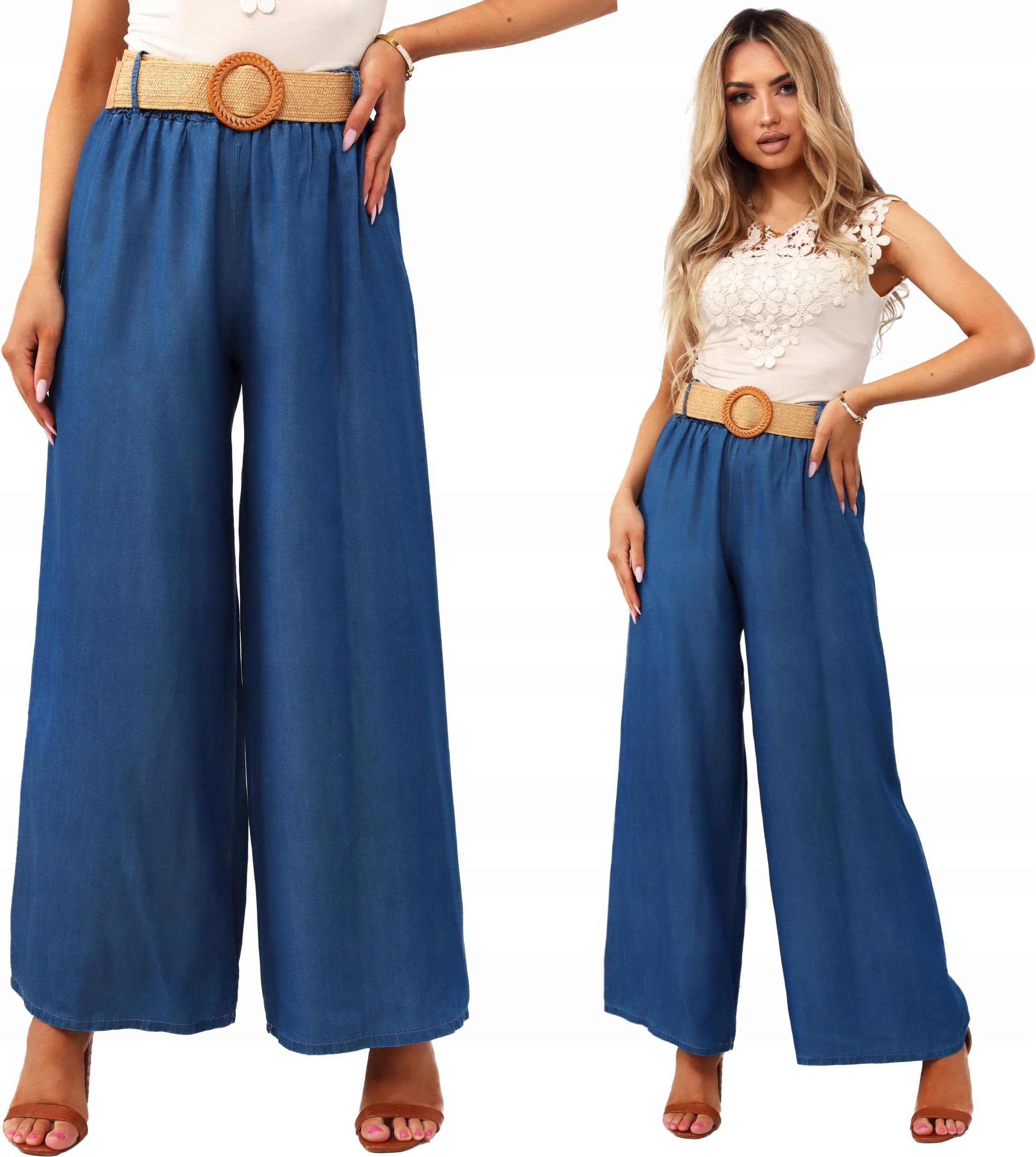 Spodnie Damskie Szerokie Luźne Modne Jeansowe Granatowe - Ceny i opinie ...