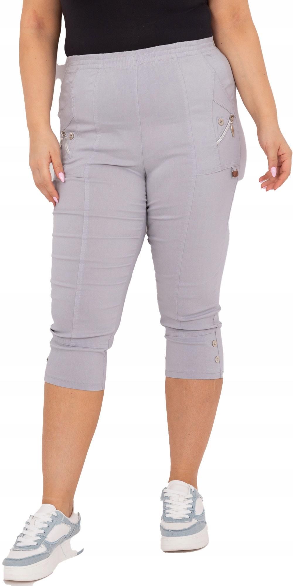 Spodnie damskie Rybaczki Plus Size materiałowe dopasowane - Ceny i ...