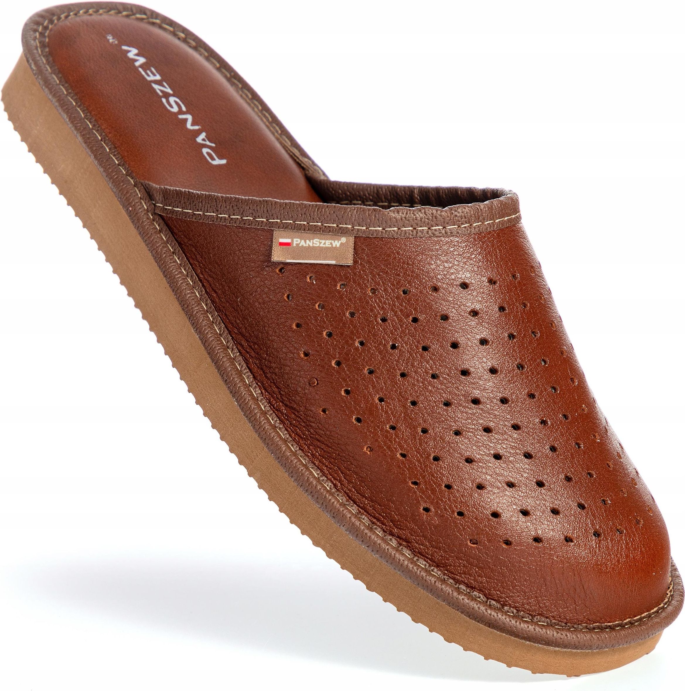 PanSzew Kapcie Męskie Skórzane Pantofle Klasyczne z Dziurkami 40-46 ...