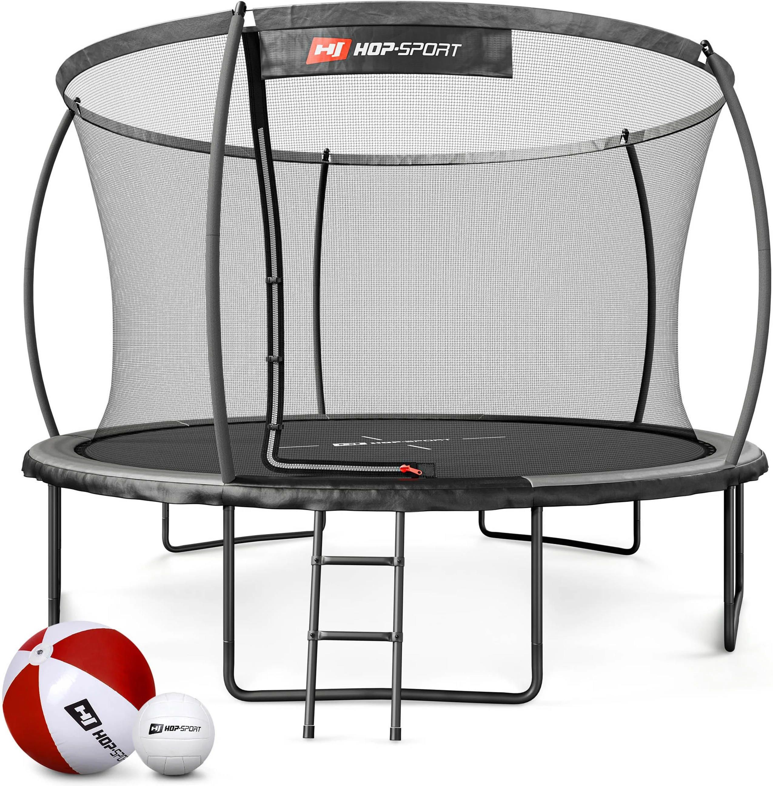 Hop Sport Trampolina Ogrodowa 12Ft 366Cm Pumpkin Szaro Czarna Z Siatką ...