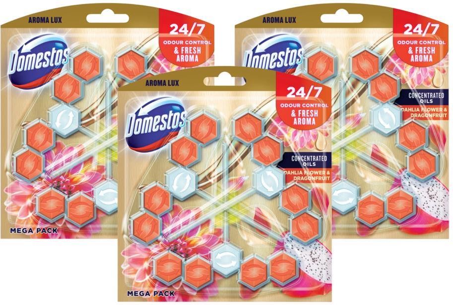 Domestos Zestaw 3X Aroma Lux Dahlia Flower & Dragonfriut 3X55G - Opinie ...