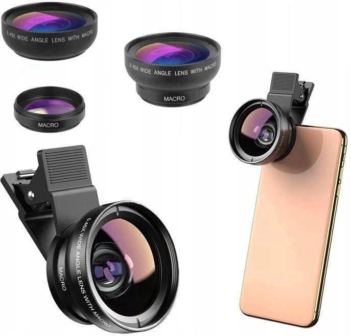Zestaw 2w1 Obiektyw Filtr Makro 12.5x oraz Wide Angle 0.45x do Telefonu / APL-0.45WM - Gadżety ...