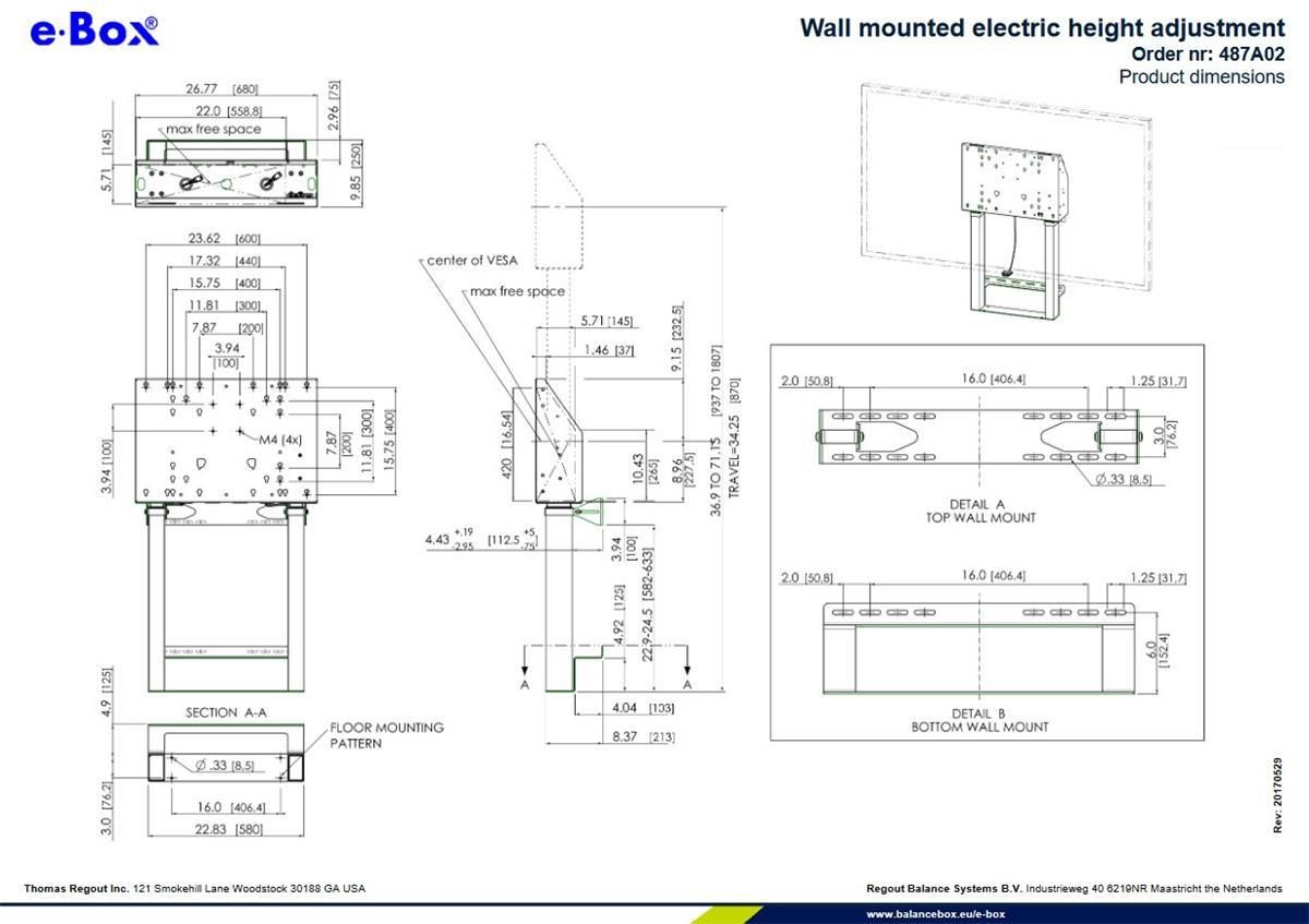 Regout Balance Systems B.V. E-Box Wall Mount , Uchwyt ścienny z ...