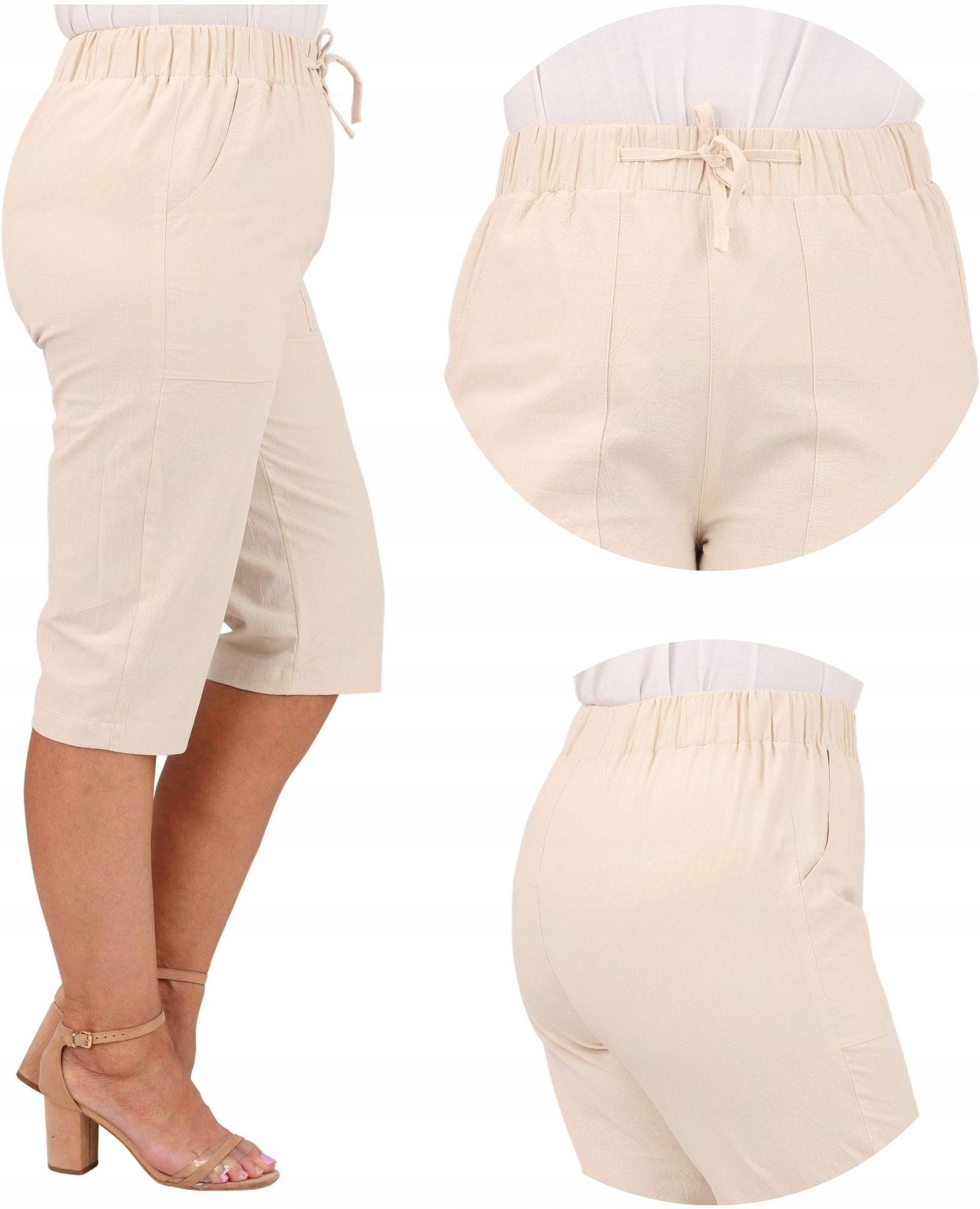 Spodnie Rybaczki Duże Rozmiary Bawełniane Na Gumce Luźne Oversize ...