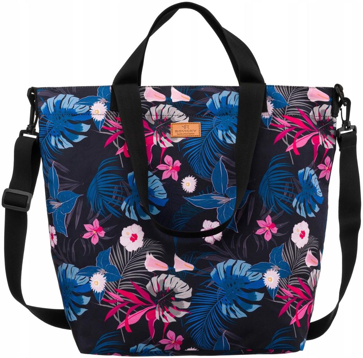 Torebka damska shopperka materiałowa duża A4 torba na zakupy ramię ...