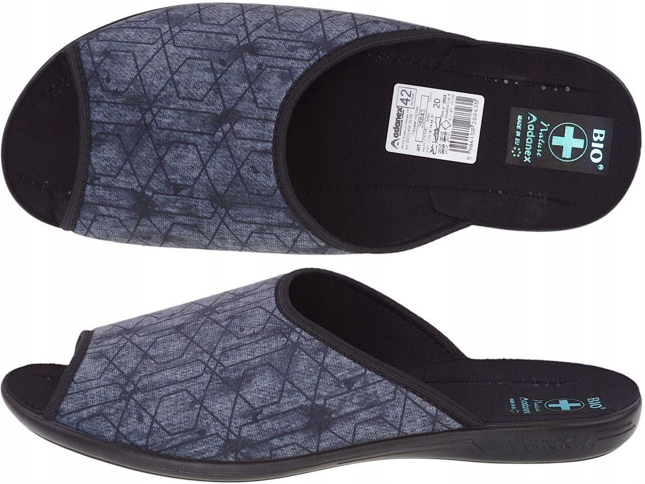 Adanex Kapcie męskie klapki domowe pantofle odkryte 28843 Bio Pu ...