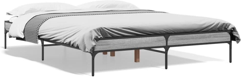 VidaXL Rama Łóżka Szary Dąb Sonoma 150X200Cm Materiał Drewnopochodny ...