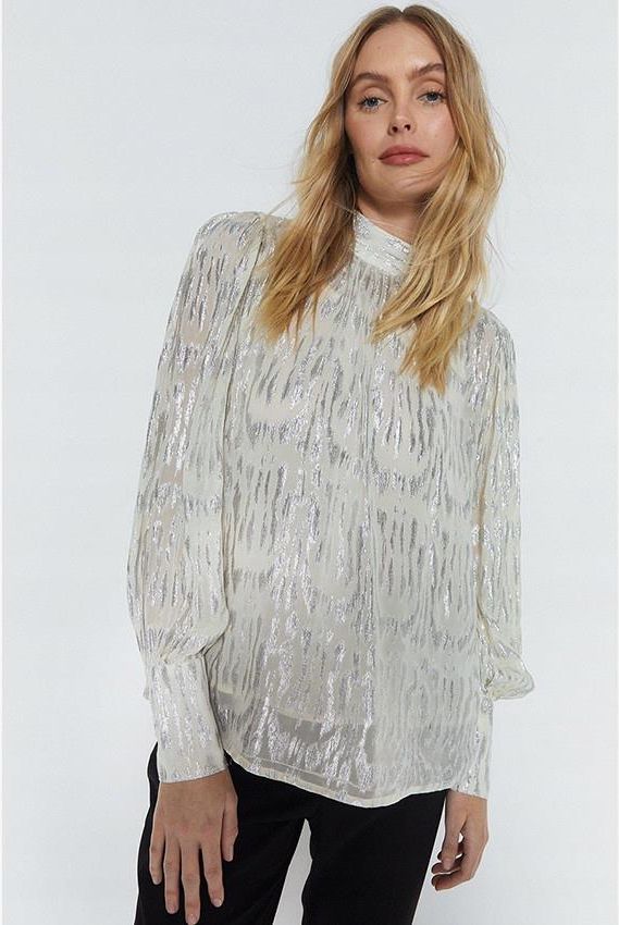 Warehouse Żakardowa Bluzka Z Długim Rękawem Połysk UO9 NI1__L - Ceny i ...