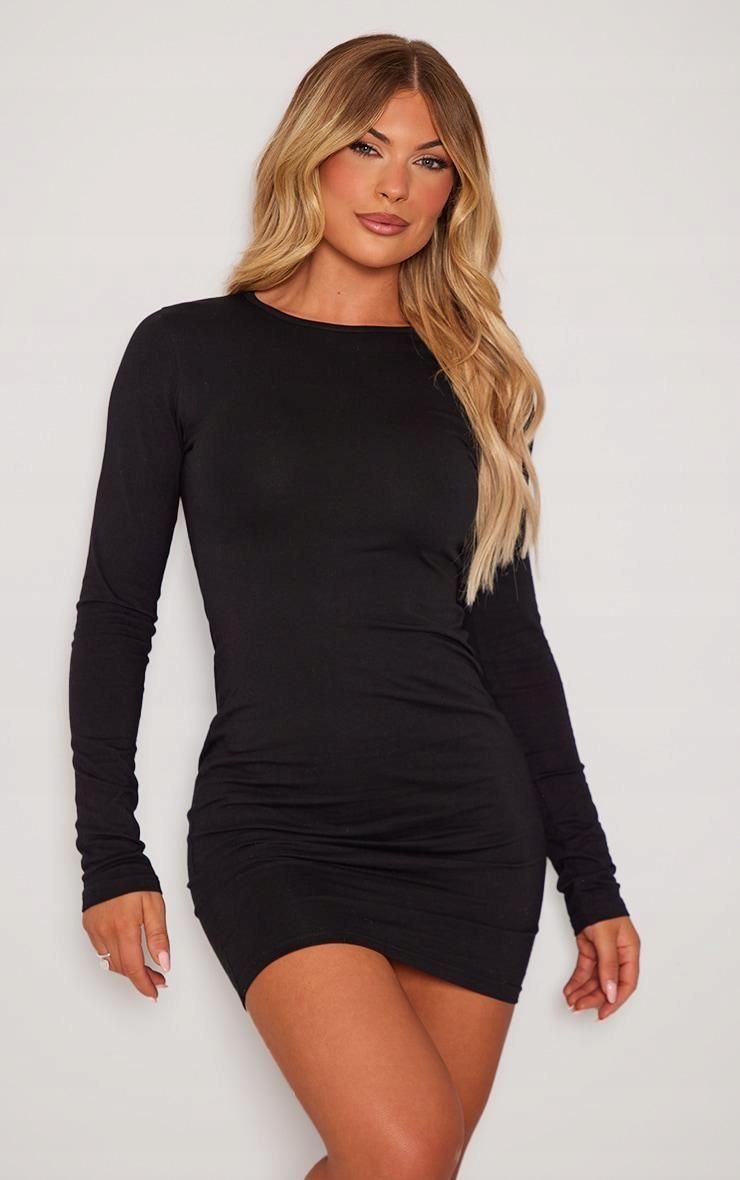 Prettylittlething ump Rękaw Dopasowana Długi Sukienka Mini Xs NG4 ...
