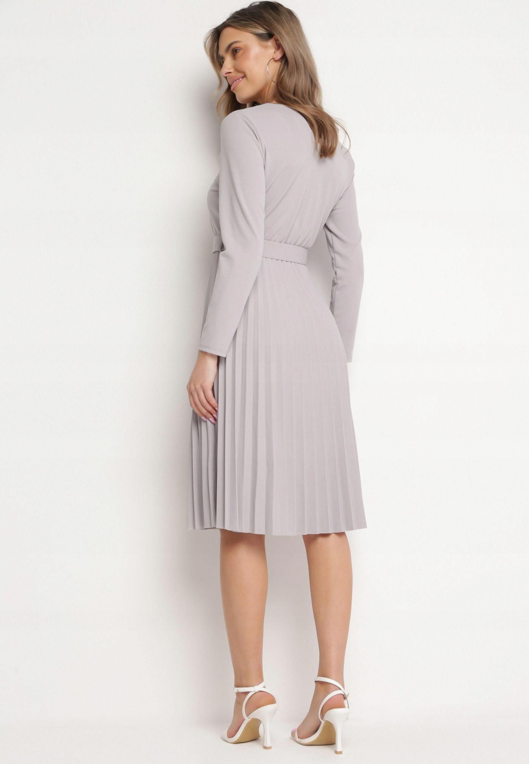 Born2Be Jasnoszara Sukienka damska S/m Plisowana - Ceny i opinie - Ceneo.pl