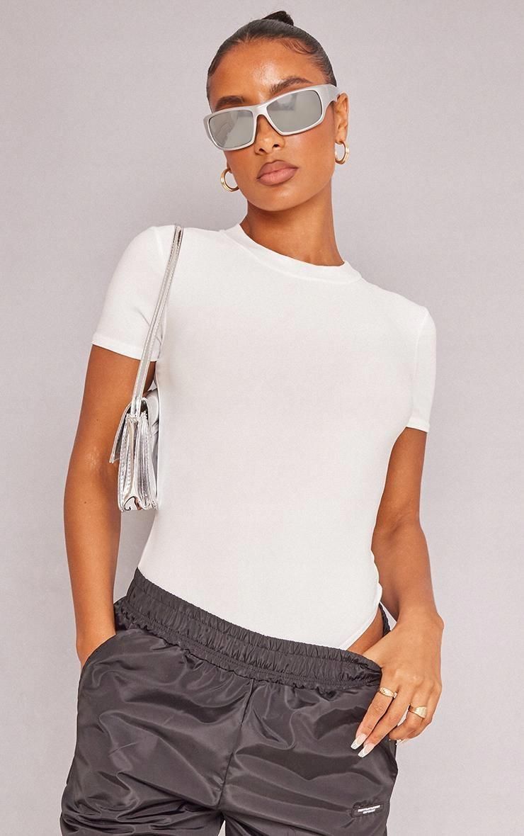 Prettylittlething Białe Body Z Okrągłym Dekoltem Stringi 1G1 NG4__XXL ...