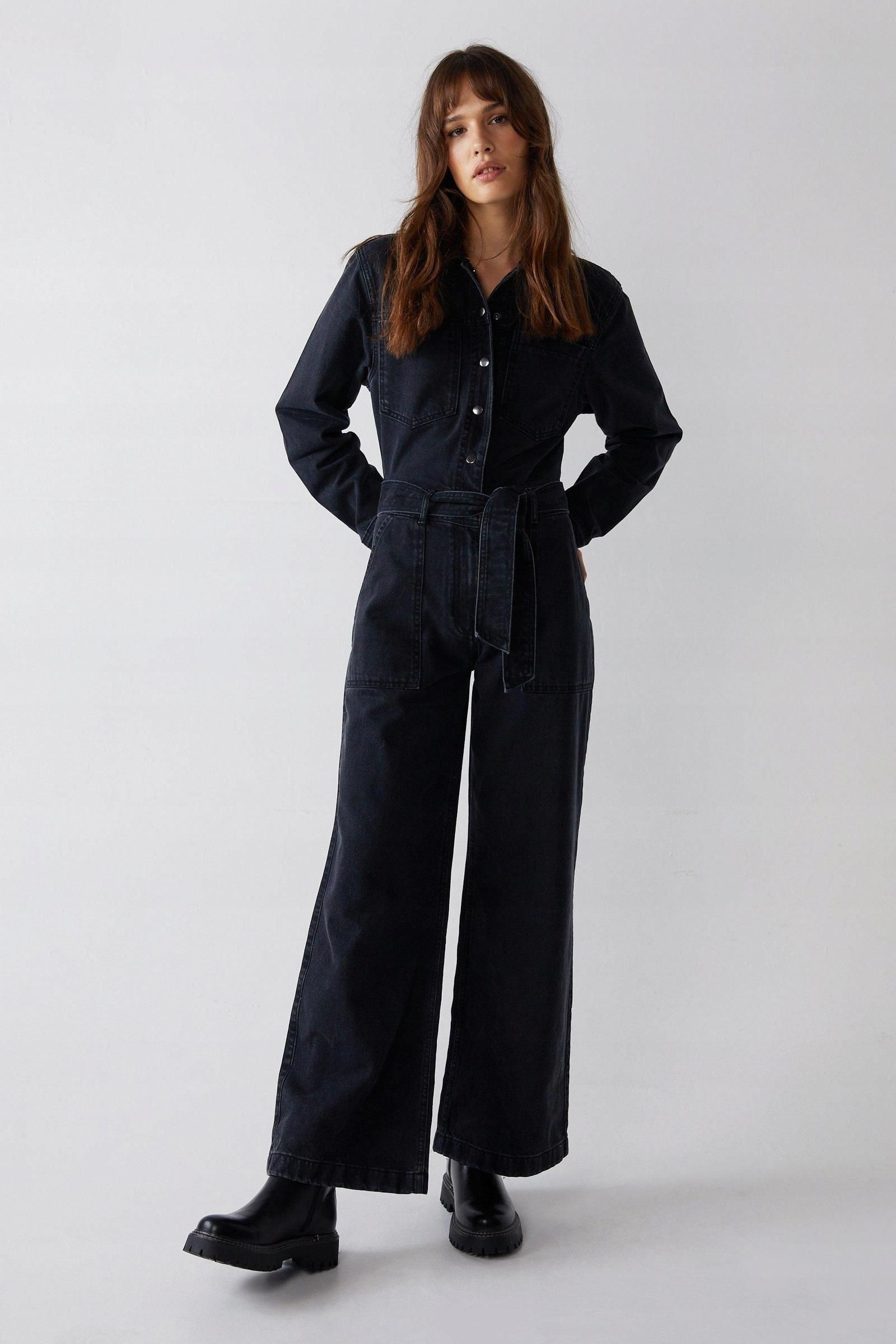 Warehouse Długi Kombinezon Wash Effect Jeans Kołnierzyk Zatrzask 0DF ...