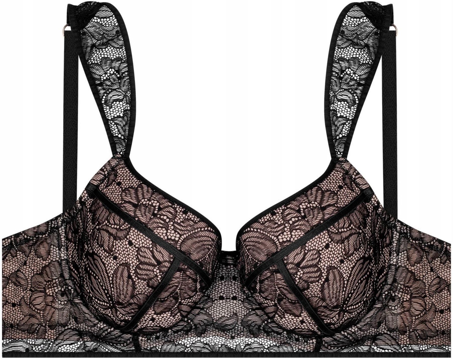 Biustonosz Duże Rozmiary Czarny Koronkowy Stanik Duży Biust Esotiq 75G ...