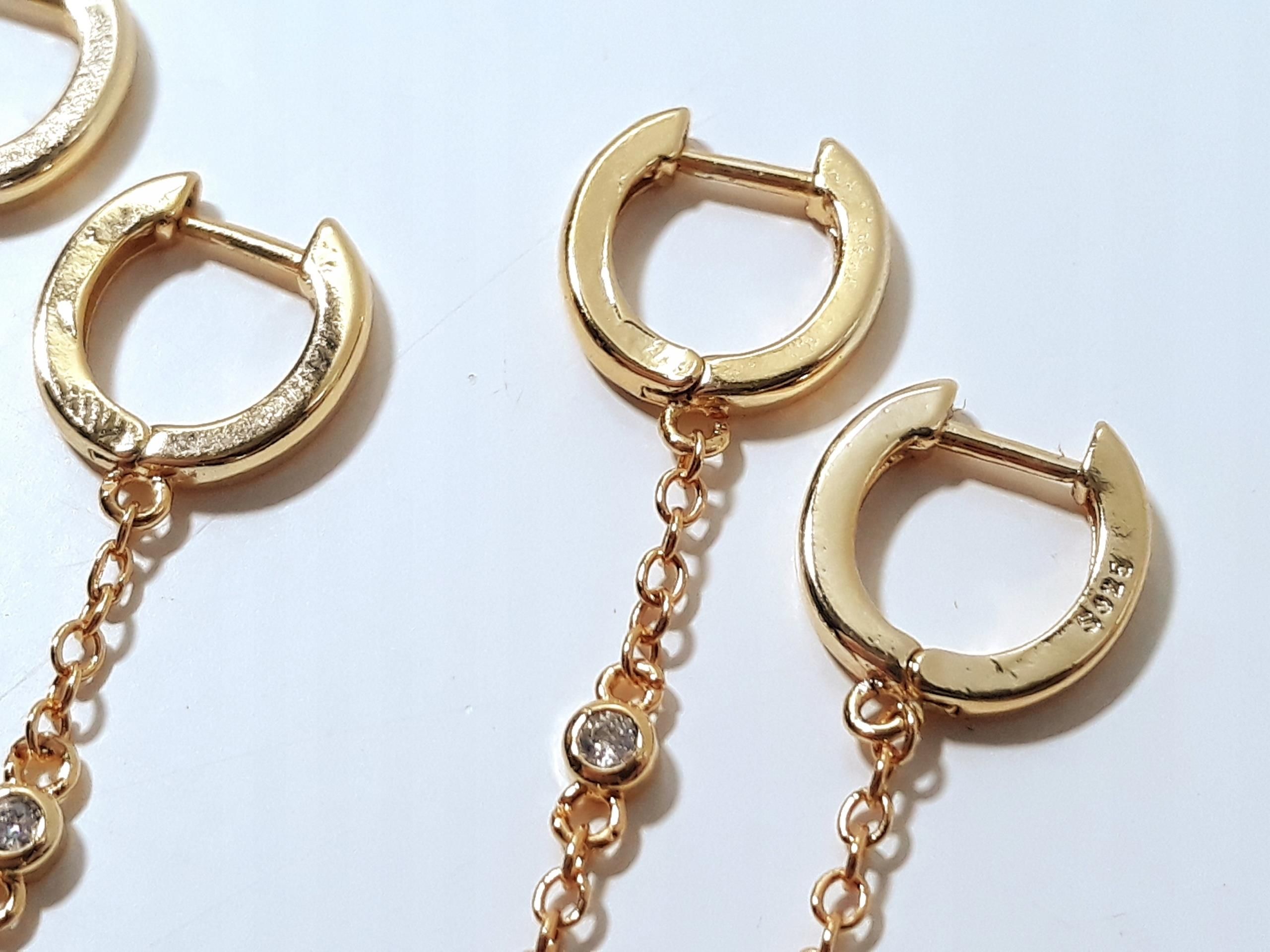 Bmmye Kolczyki ze srebra próby 925 i złotym łańcuszkiem - Ceny i opinie ...