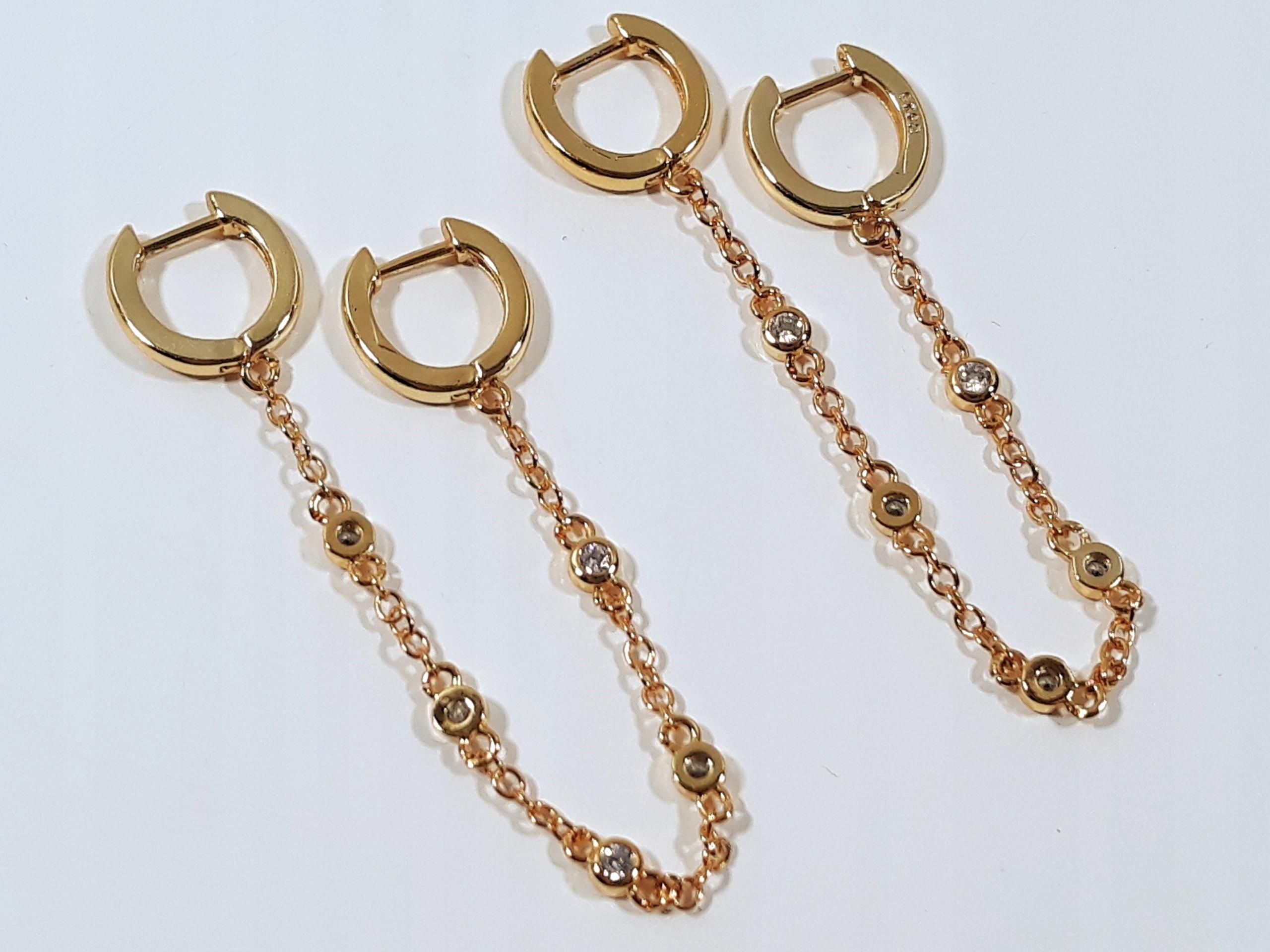 Bmmye Kolczyki ze srebra próby 925 i złotym łańcuszkiem - Ceny i opinie ...