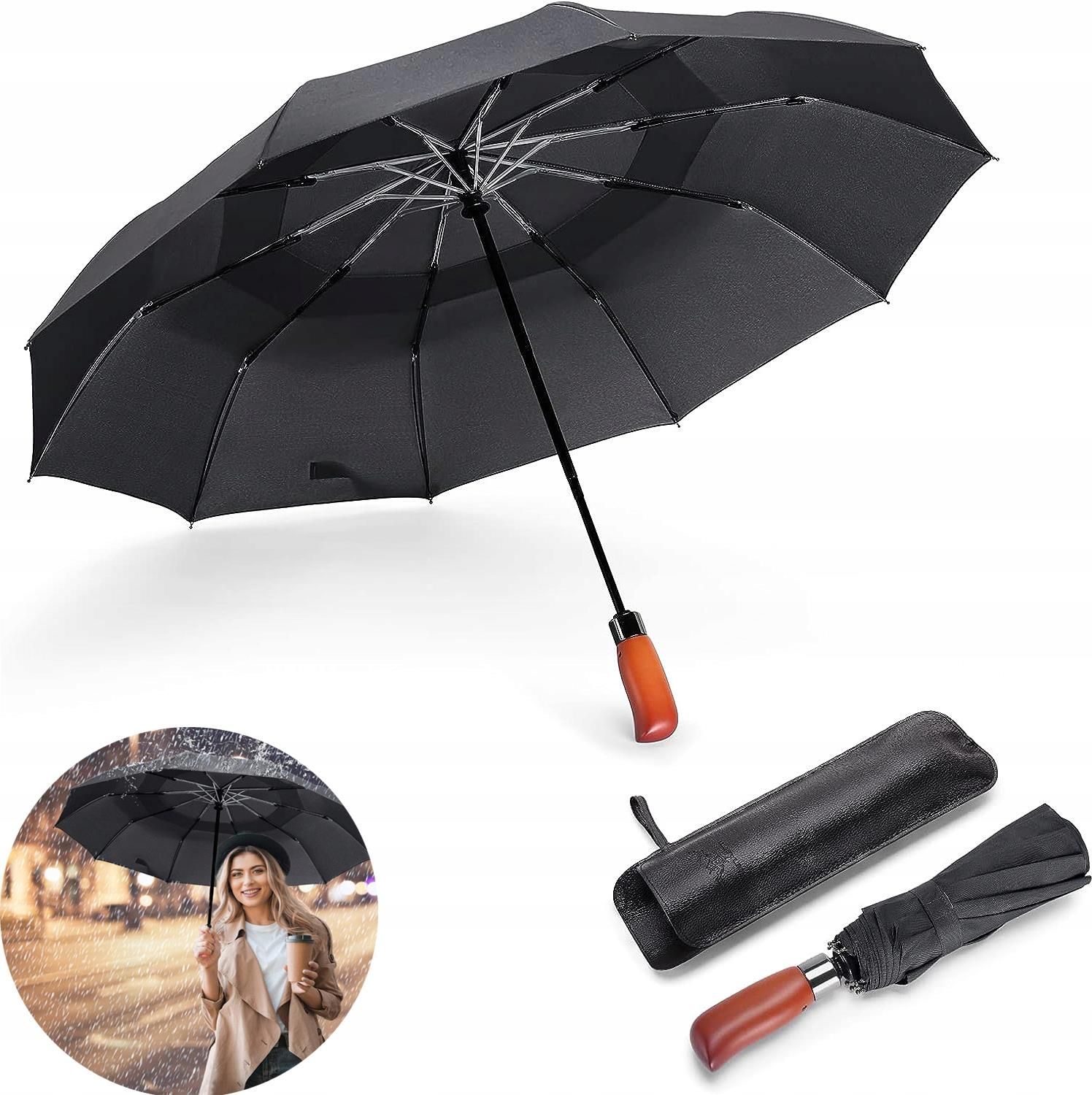 Pocket Umbrella Storm Proof Open-close Pocket Umbrella Automatic Black ...