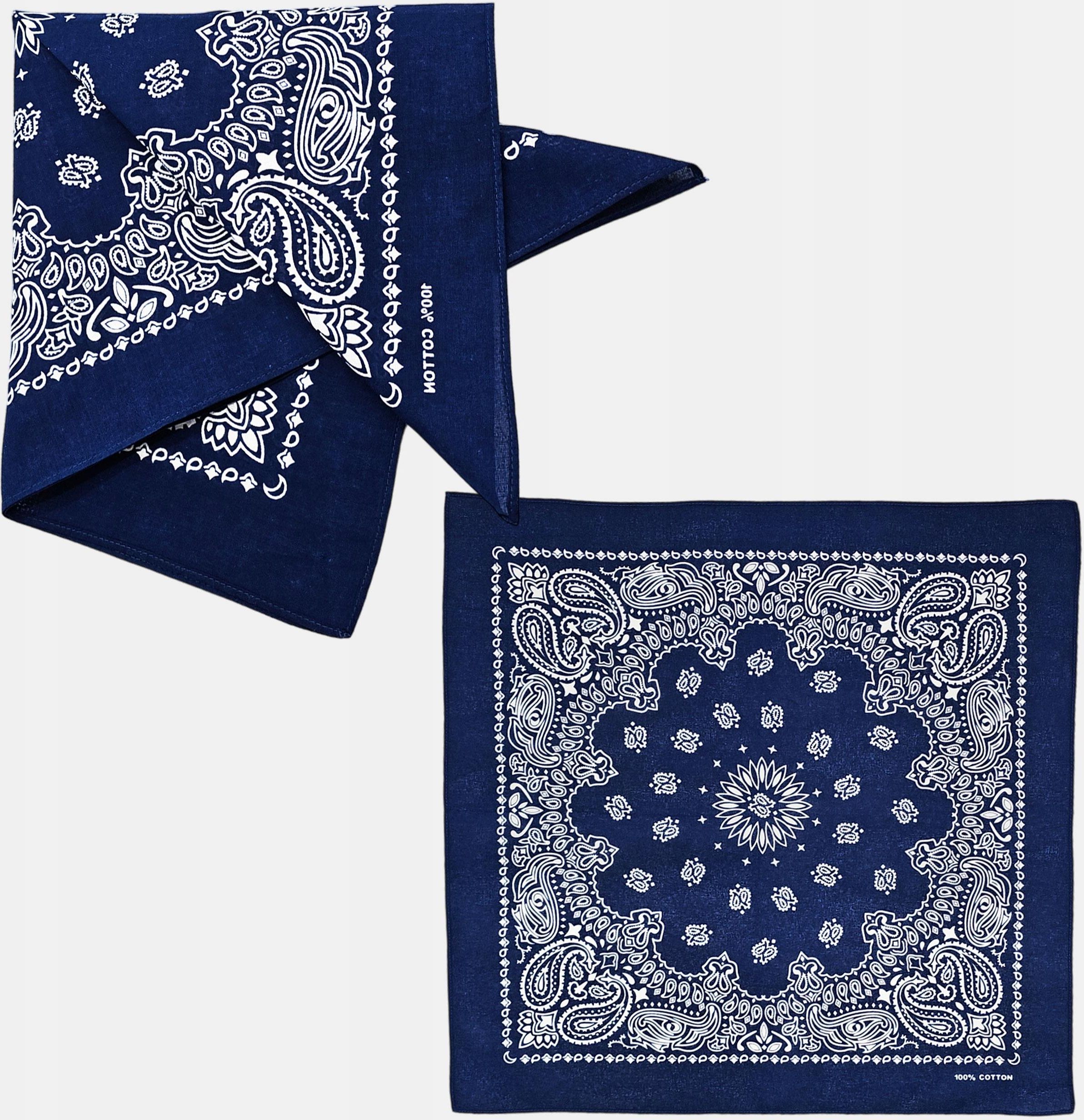 Bandamka Bandana Chustka Chusta Apaszka Paisley 100% Bawełna Granatowa ...