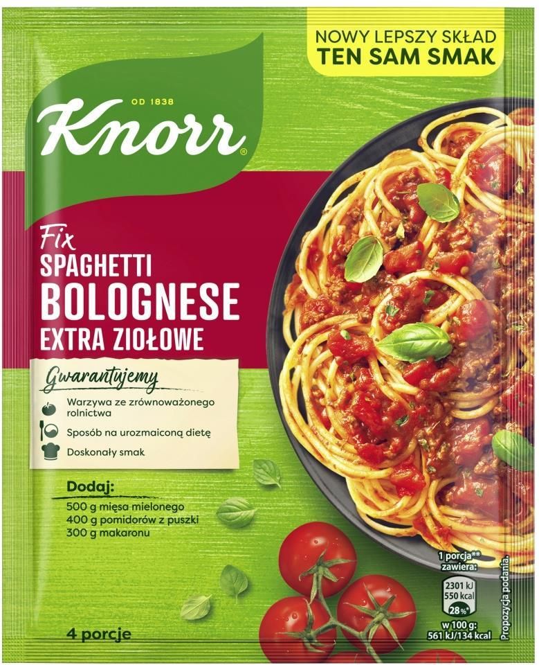 Knorr Fix Spaghetti Bolognese Extra Ziołowe 42g - Ceny i opinie - Ceneo.pl