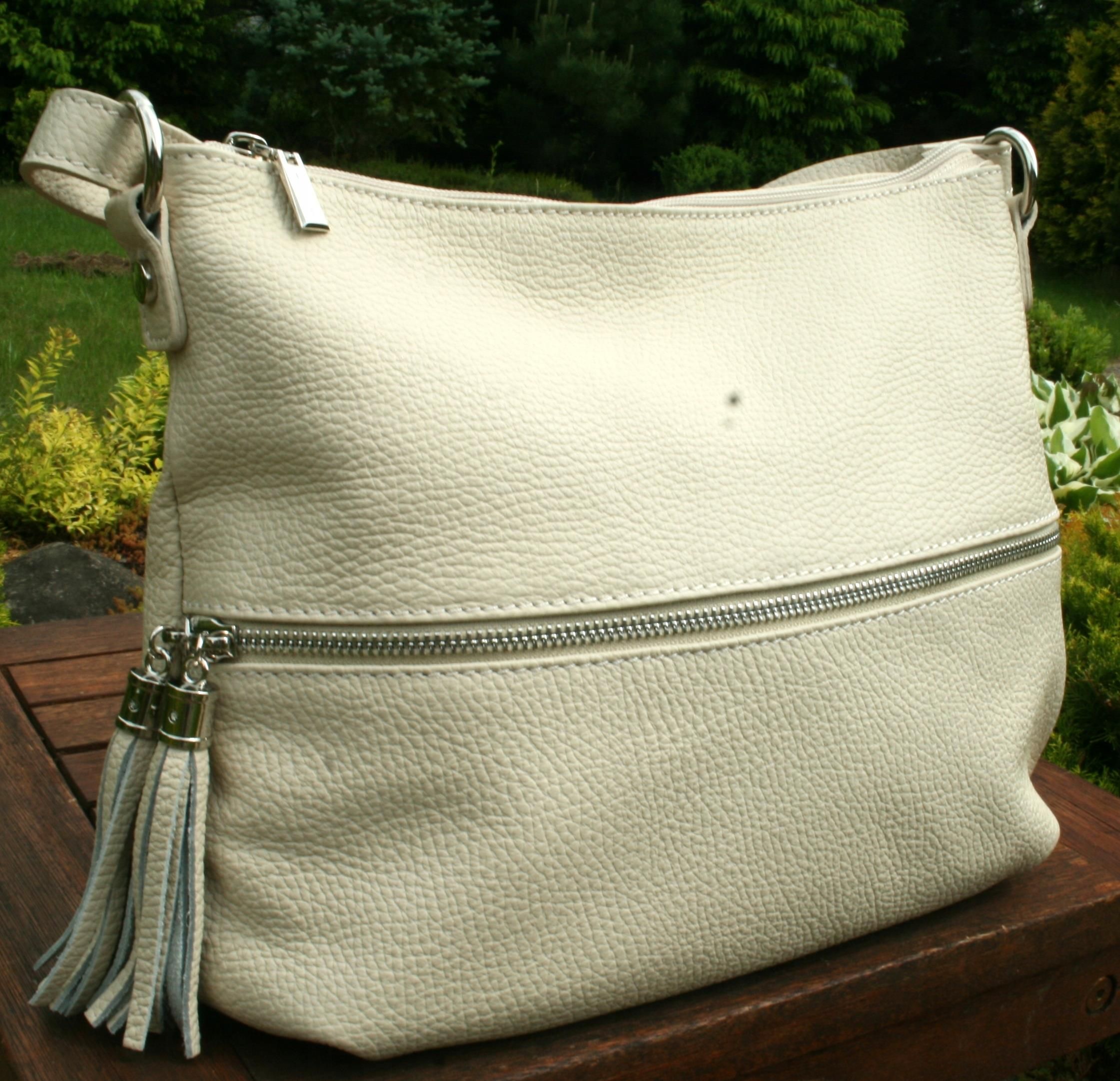 Torebka skórzana włoska ecru ekri beżowa kremowa - Ceny i opinie - Ceneo.pl