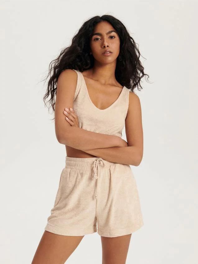 Reserved - Crop top frotte - kremowy - Ceny i opinie - Ceneo.pl