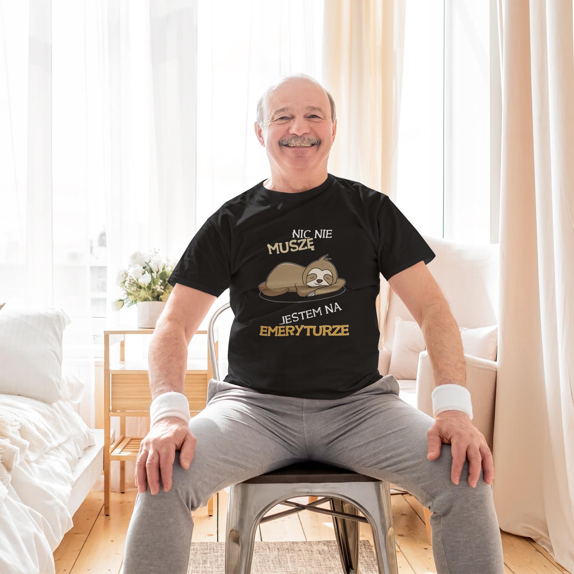 Męska Koszulka dla Emeryta Dziadka Emeryt nic nie musze T Shirt M ...