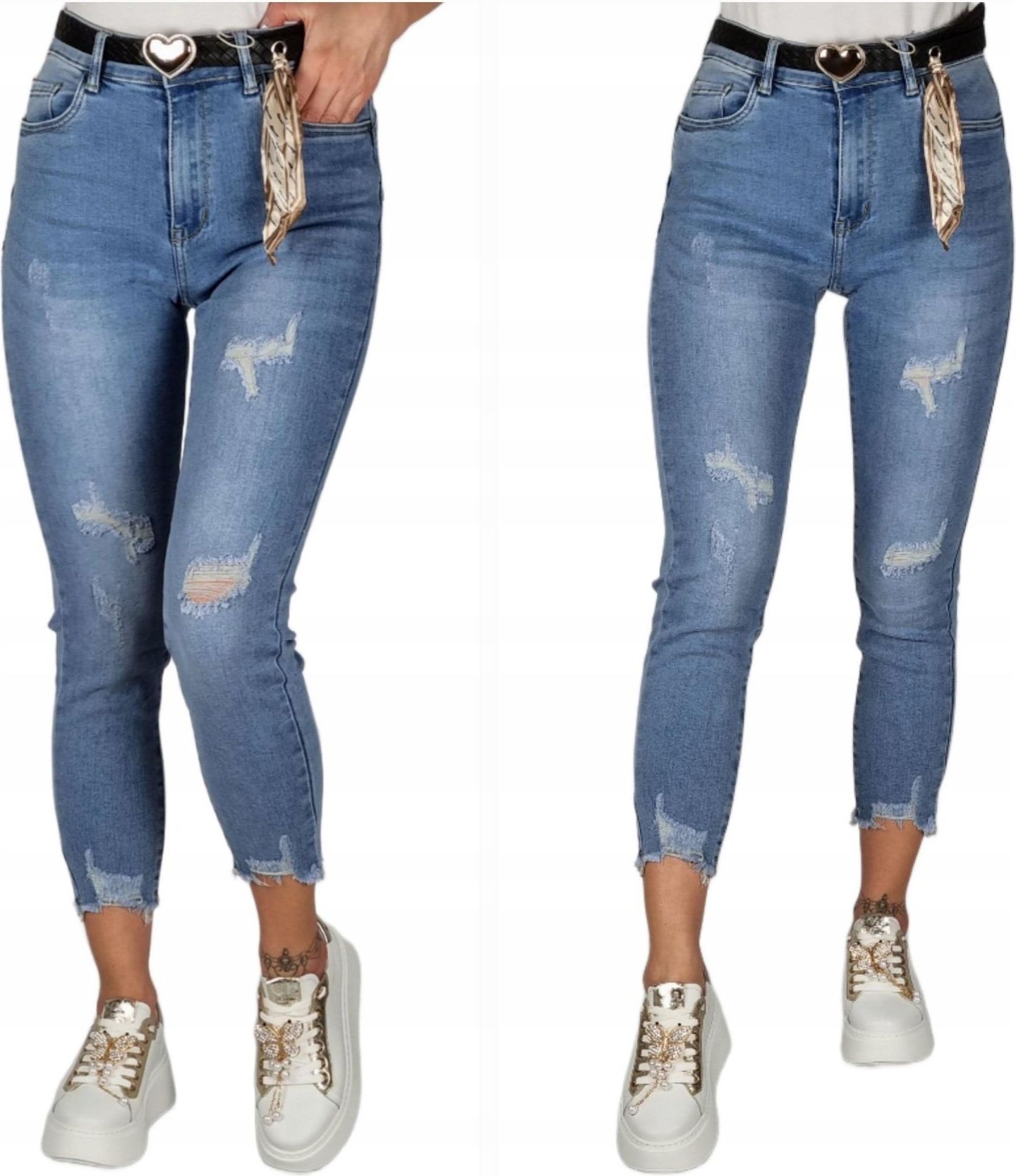 Spodnie Jeansowe Z Dziurami 7/8 Plus Size Rozmiar 38/M - Ceny i opinie - Ceneo.pl