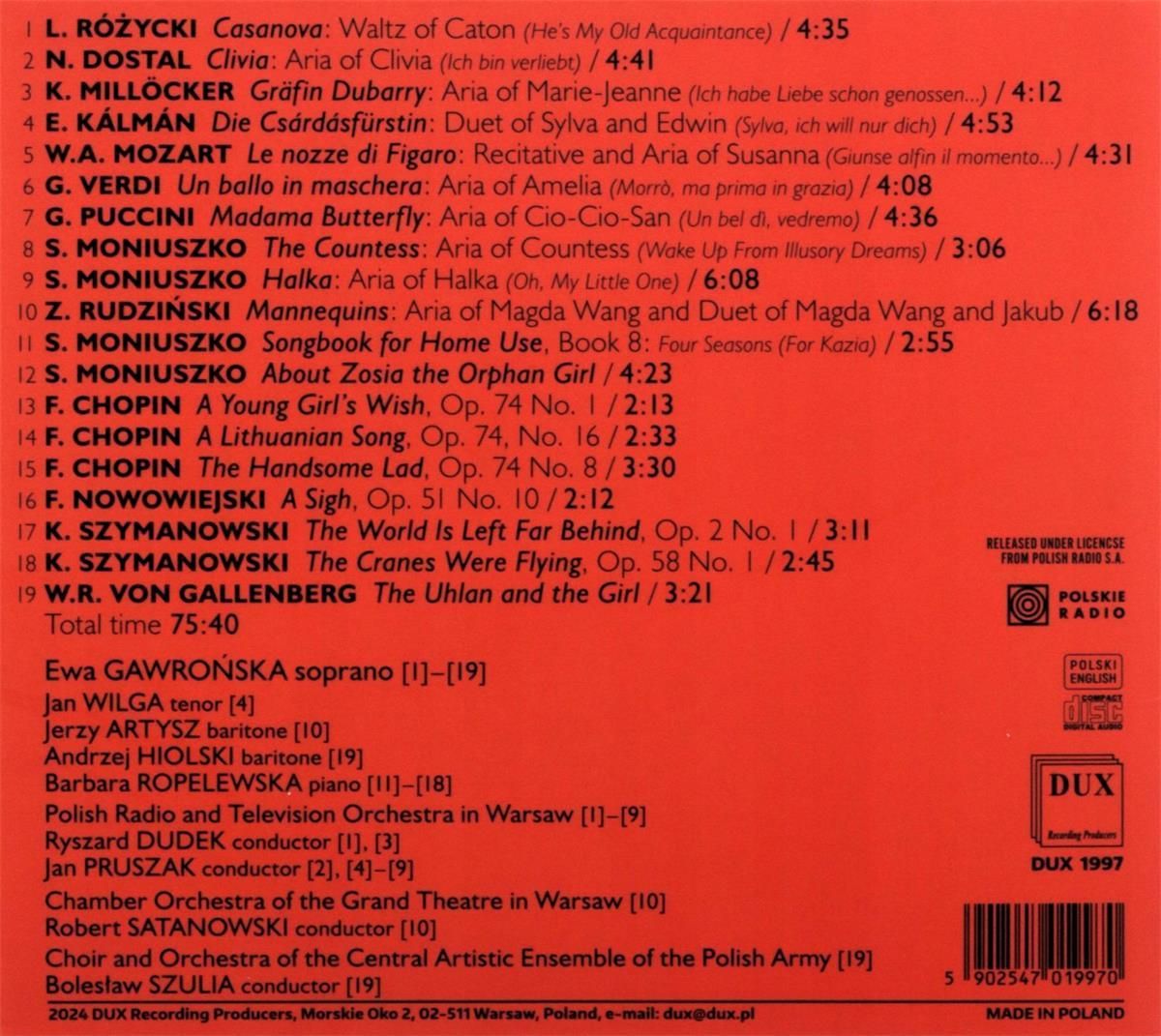 Płyta kompaktowa Ewa Gawrońska - Opera Arias And Songs (CD) - Ceny i opinie - Ceneo.pl