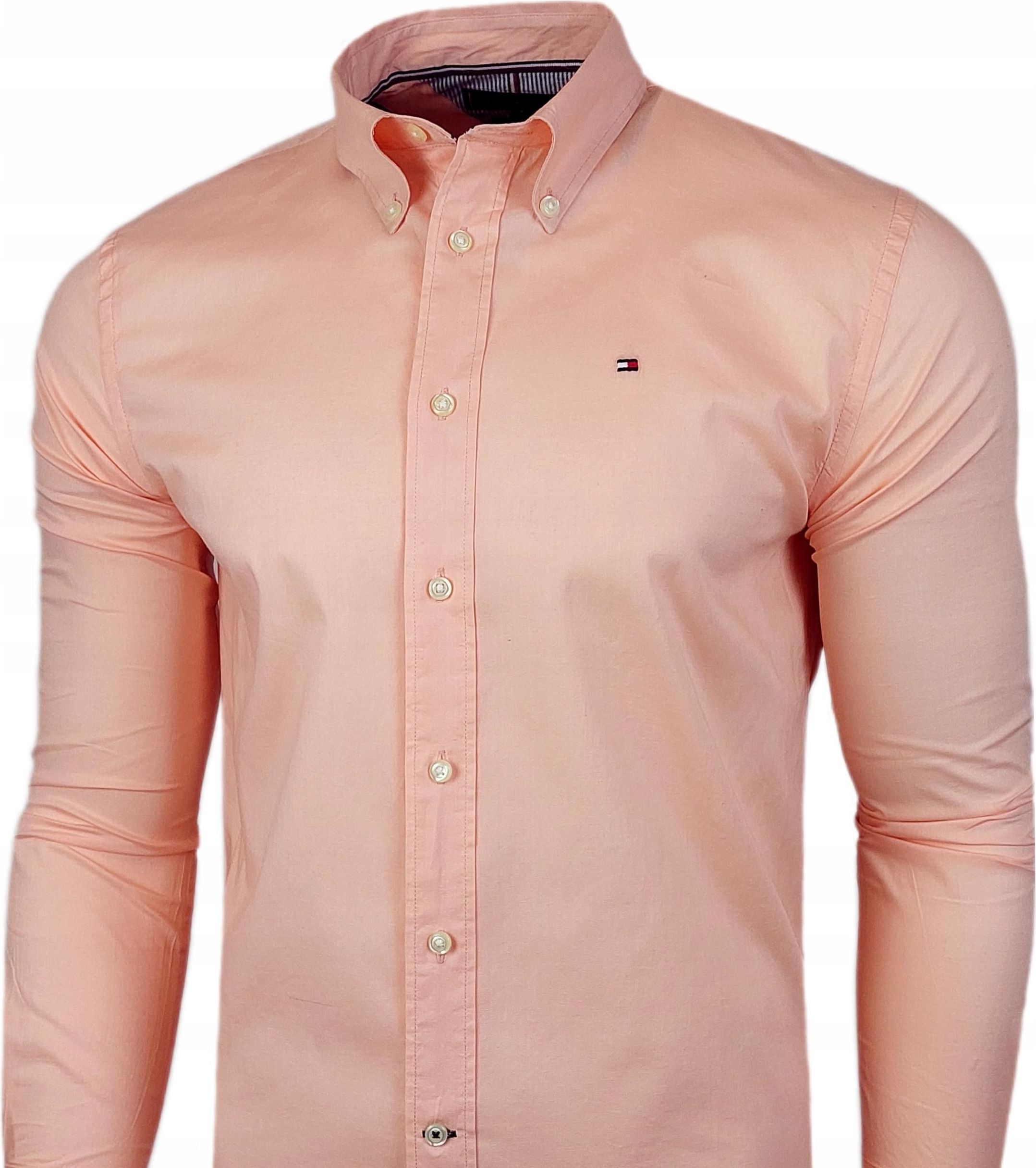 Tommy Hilfiger Koszula męska Brzoskwiniowa Regular Fit 100% Bawełna r ...