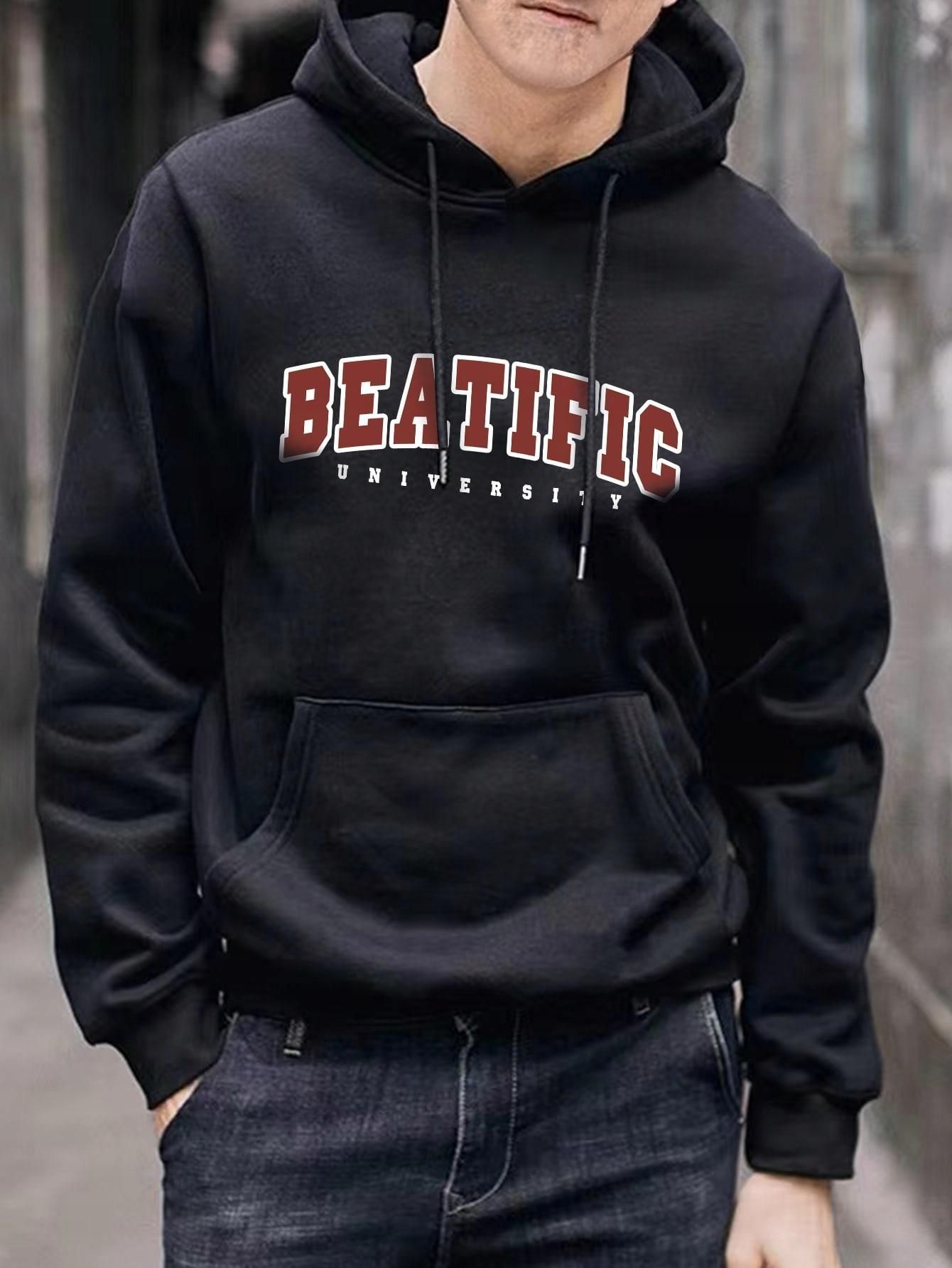 Shein Czarna Bluza Z Kapturem Napis Beatific University W2C NI3__S ...