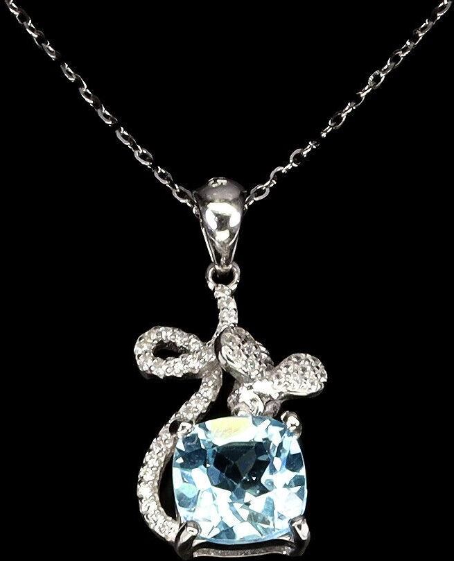 Songea 925 Delikatny Naszyjnik Białe Topazy Naturalne Sky Blue Topaz - Ceny i opinie - Ceneo.pl