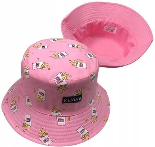 Kapelusz Rybacki Dwustronny Bucket Hat Różowy Frytki Na Lato - Ceny i opinie - Ceneo.pl
