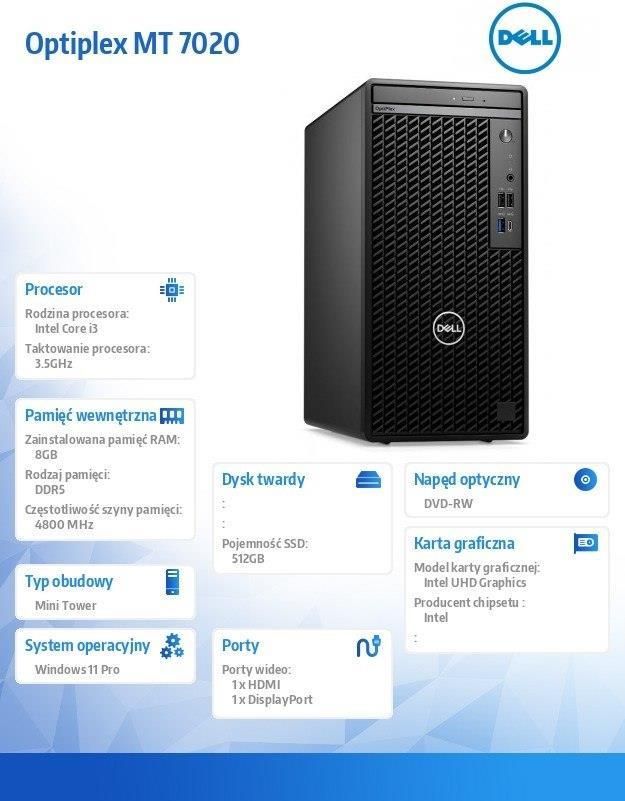 Dell Optiplex 7020 MT (N003O7020MTEMEA_VP) - Komputer stacjonarny ...