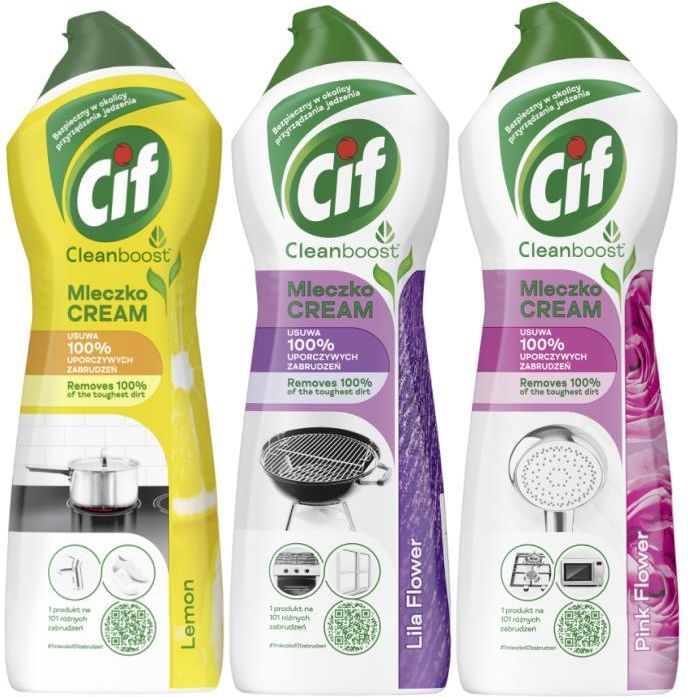 Cif Cream Mleczko do Czyszczenia Mix Lemon Lila Pink 3x780g - Opinie i ...