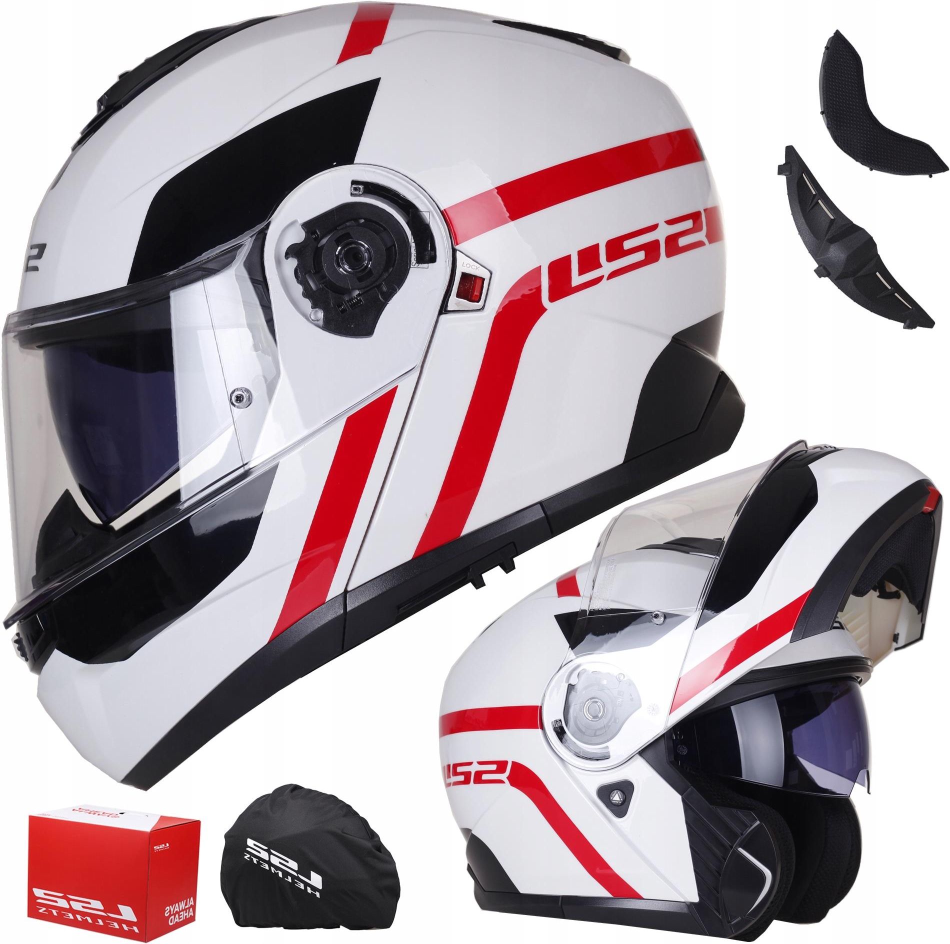 Kask motocyklowy Ls2 Ff908 Strobe Ii Autox White Red Szczękowy Ece 22. ...