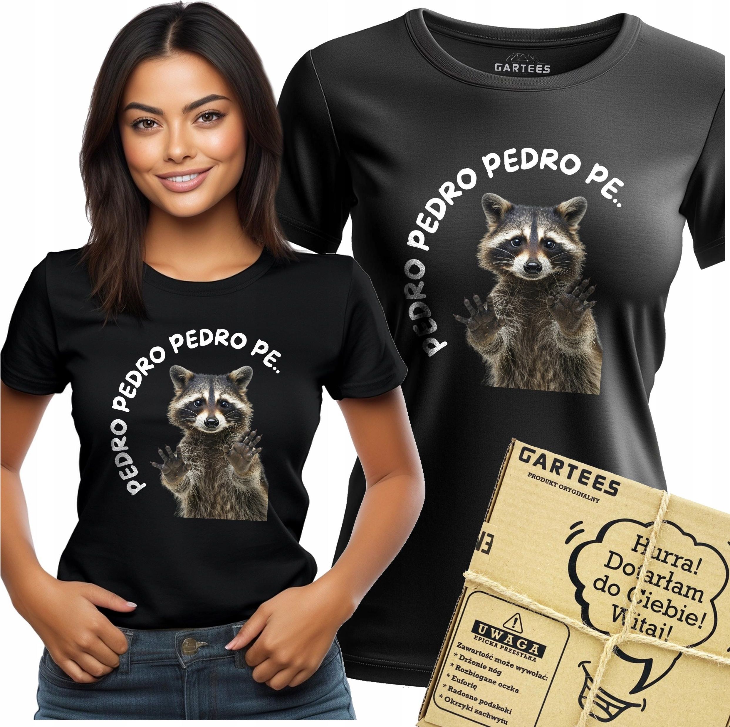 Koszulka Damska Z Śmiesznym Nadrukiem Szop Pracz Pedro Pedro Tik Tok ...