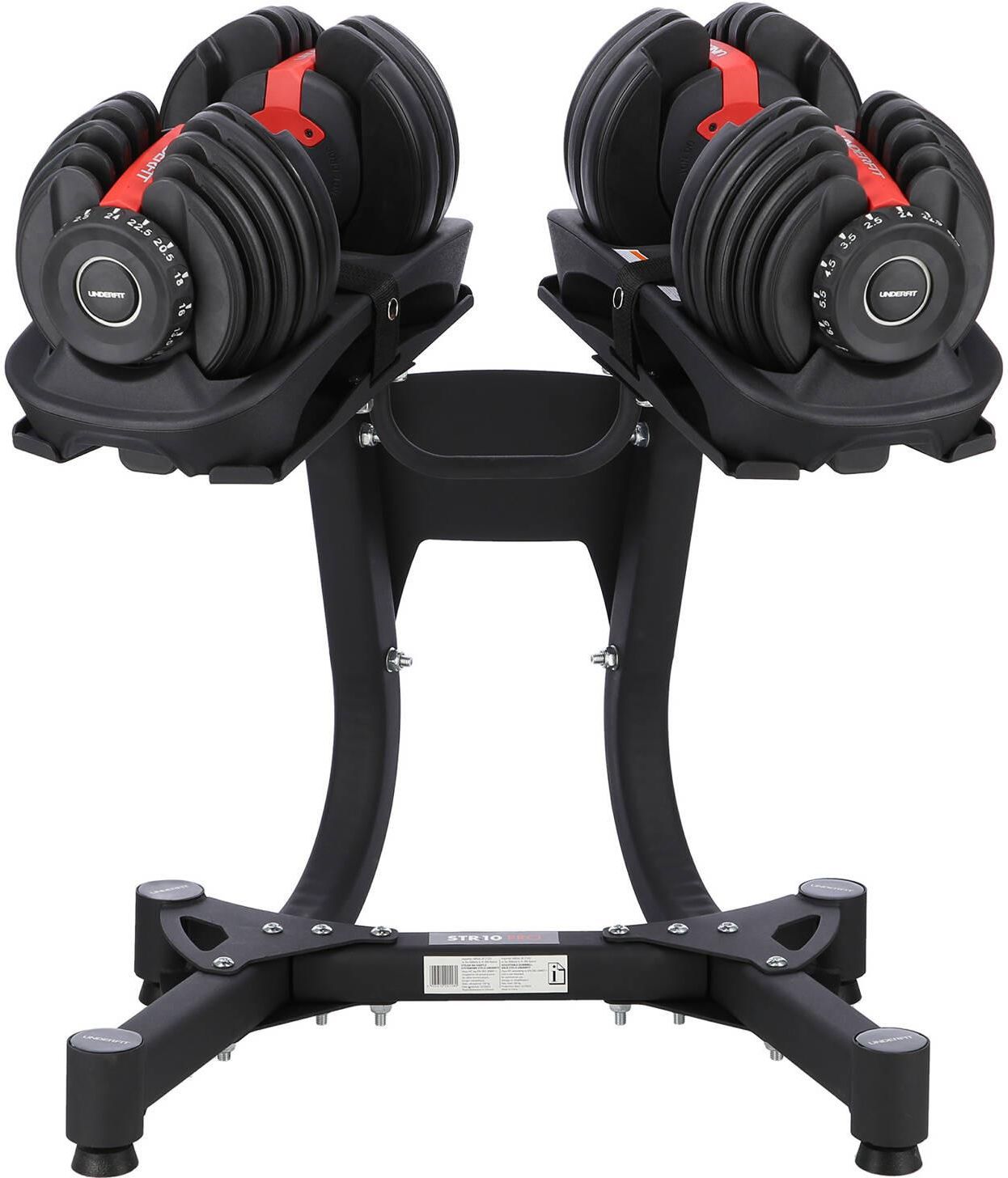 Zestaw hantli regulowanych systemowych 2 x 24 kg + stojak UNDERFIT ...