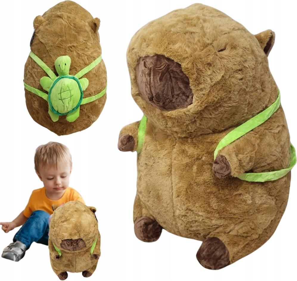Kapibara z Plecakiem Pluszowym Żółwiem Maskotka Przytulanka Pluszak ...