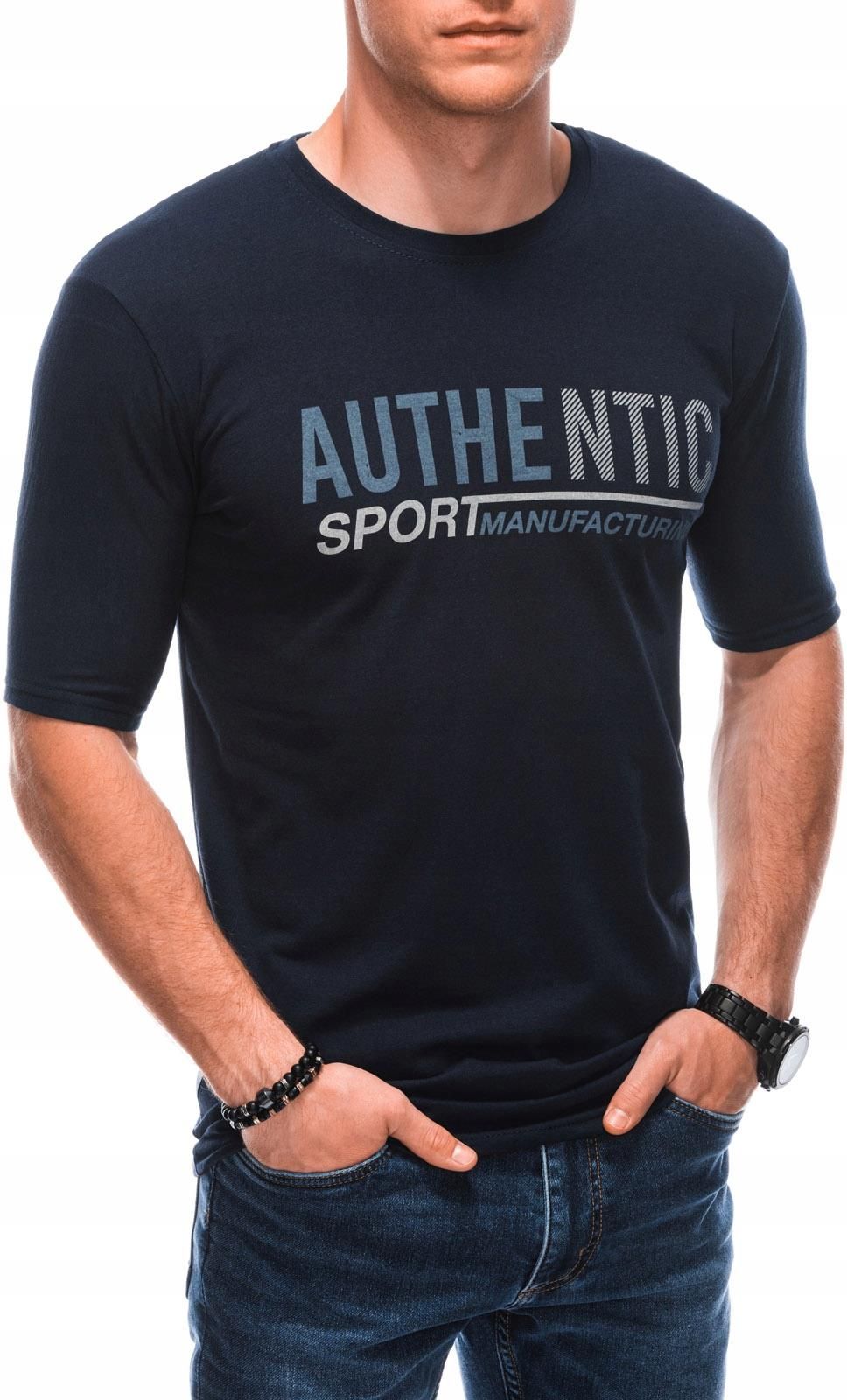 T-shirt męski z nadrukiem 1869S granatowy XXL - Ceny i opinie - Ceneo.pl
