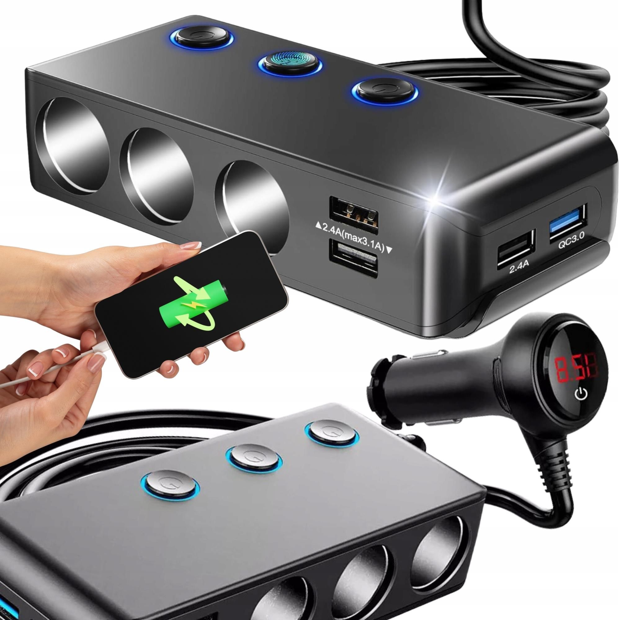 Drmz Rozdzielacz Rozgałęźnik Gniazda Zapalniczki 12-24V 4Xusb Qc Pd + Ładowarka - Opinie i ceny ...