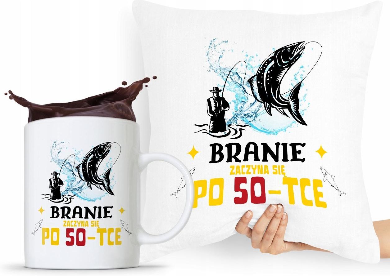 Polidraw Zestaw Poduszka + Kubek Na Urodziny 50 50Te 50-Te Z Nadrukiem Ze Zdjęciem - Gadżety dla ...