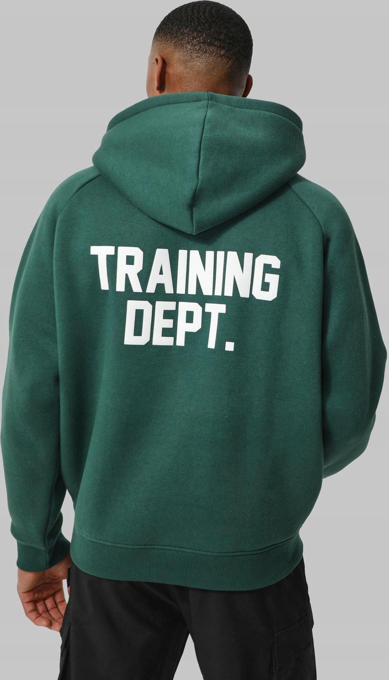 Boohooman Zielona Bluza Z Kapturem Napisy Training Dept U0O NG2__M ...